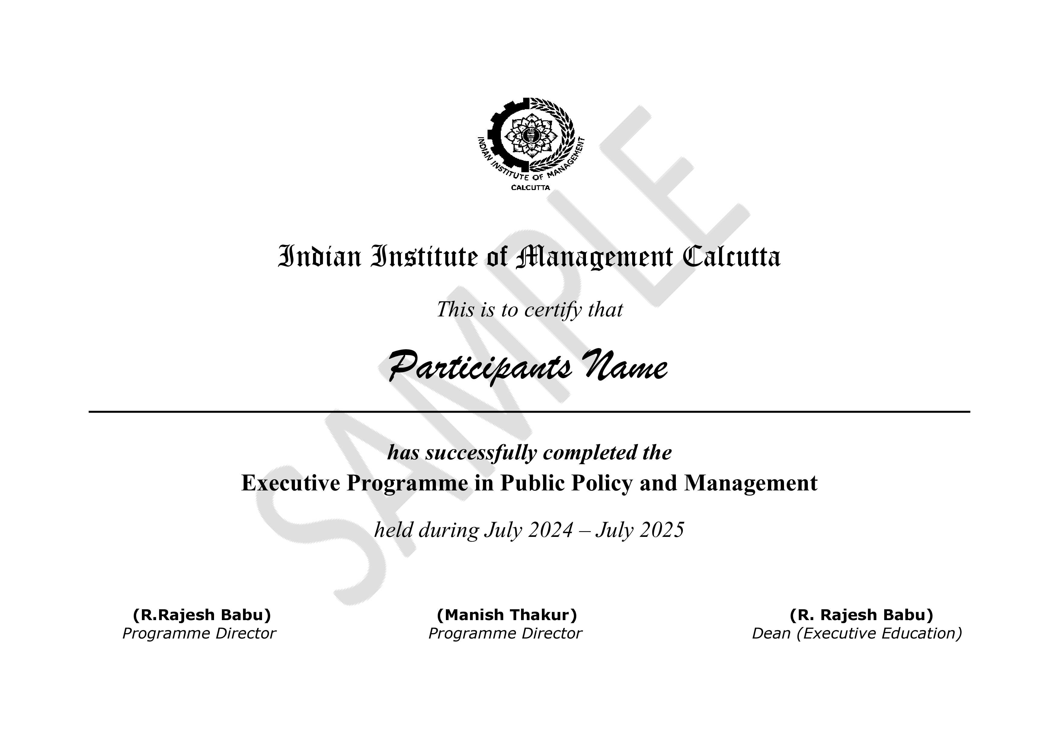 Executive Programme in Public Policy and Management (EPPPM) | IIM Calcutta
