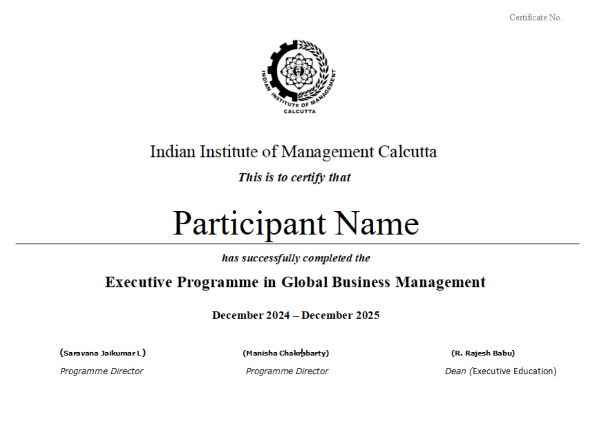 Executive Programme in Global Business Management (EPGBM) | IIM Calcutta