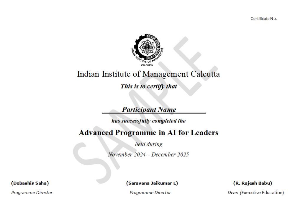 Advanced Programme in AI for Leaders (APAL) | IIM Calcutta
