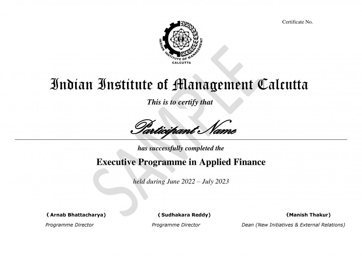 Executive Programme in Applied Finance (EPAF) | IIM Calcutta