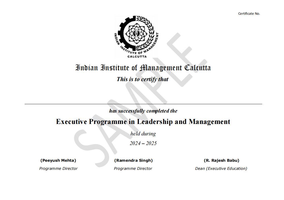 Executive Programme in Leadership and Management (EPLM) | IIM Calcutta